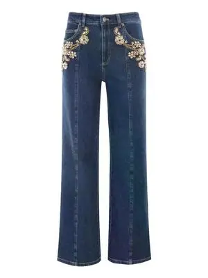 Cinq À Sept Crystal Embellished Trousers - Blue