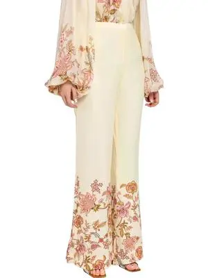 Hemant & Nandita Riah Floral-print Flared-leg Trousers - Neutrals