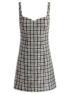 Alice + Olivia Sweetheart Checked Mini Dress - Black