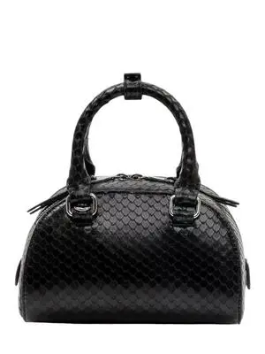 DIESEL® 1dr Dome Small Bowling Bag In Snake-effect Leather - Black
