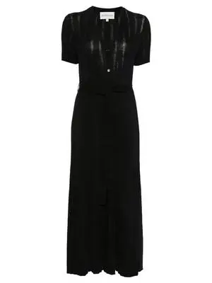 Eric Bompard V-neck Ribbed Midi Dress - Black