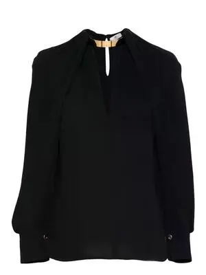 Elisabetta Franchi Choker V-neck Blouse - Black