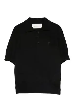 Ami Buttoned Polo Shirt - Black