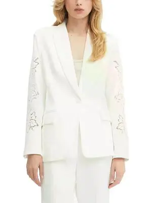 MORGAN Floral-embroidered Blazer - White