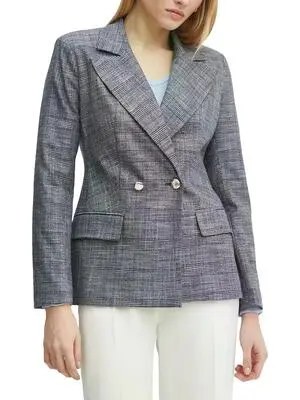 MORGAN Check Double-breasted Blazer - Blue
