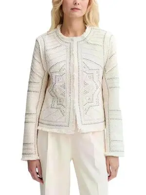 MORGAN Fringed Embellished Jacket - Neutrals