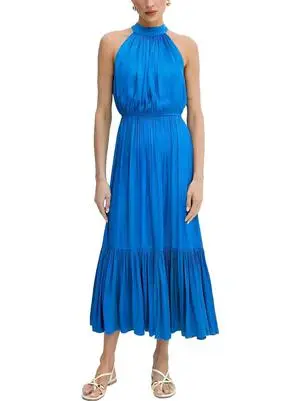 MORGAN Halter-neck Ruffled Midi Dress - Blue