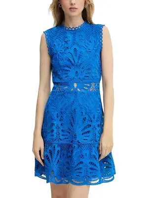 MORGAN Lace Cutout Mini Dress - Blue
