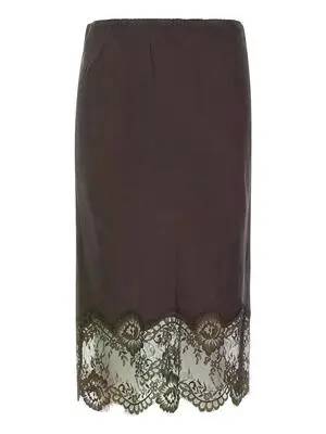 HERSKIND Fitted Skirt With Lace Trim - Brown