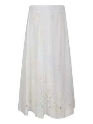 P.a.r.o.s.h Eyelet A-line Skirt - White