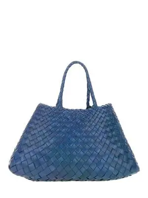 Dragon Diffusion Small Santa Croce Hand-woven Leather Tote Bag - Blue