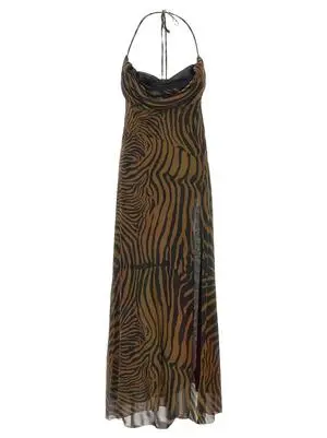 Blumarine Zebra-print Draped Maxi Dress - Brown