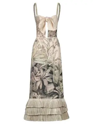 Johanna Ortiz Invictus Graphic-pattern Midi Dress - Neutrals