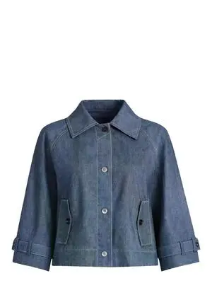 Liviana Conti Buttoned Rear-pleat Denim Jacket - Blue