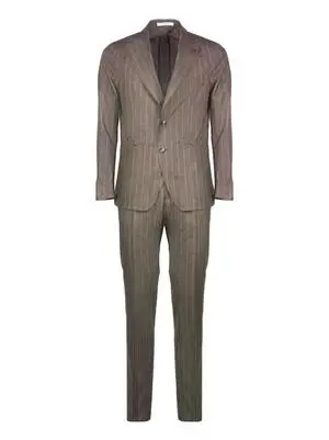Tagliatore Pinstripe Virgin Wool Suit - Brown