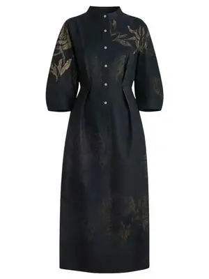 Liviana Conti Arlette Floral-pattern Midi Dress - Black