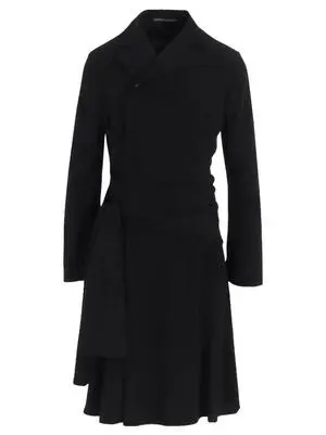 Yohji Yamamoto Long-sleeved Wrap Dress - Black