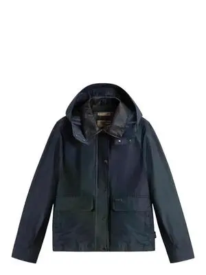 Woolrich Dundee Superwax Jacket With Removable Hood Blue