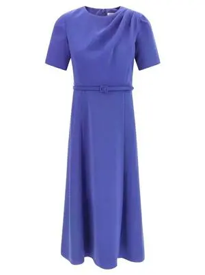 Carolina Herrera Draped Crewneck Dress - Blue