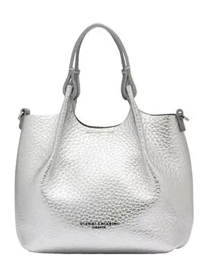 GIANNI CHIARINI Textured-leather Dua Tote Bag - Silver