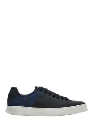 FERRAGAMO Logo-print Leather Sneakers - Blue
