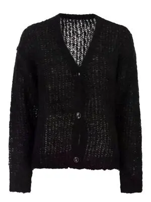 Max Mara Textured V-neck Cardigan - Black