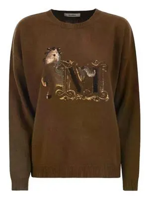 Max Mara Monogram Embroidered Sweater - Brown