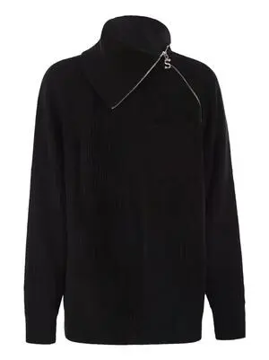 Sportmax Zip-up Turtleneck Sweater - Black