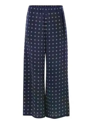 Max Mara Printed Elasticated Silk Trousers - Blue
