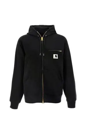 Sacai X Carhartt Wip Logo-patch Zip-up Hoodie - Black