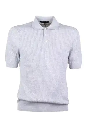 Tagliatore Ribbed Polo Shirt Grey