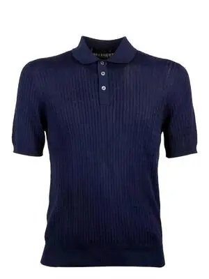 Tagliatore Ribbed Polo Shirt Blue