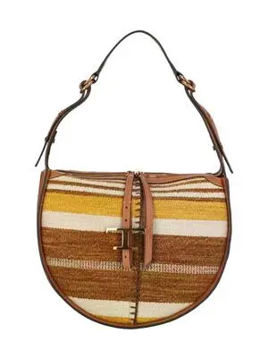 TOD'S Striped Logo Shoulder Bag - Neutrals