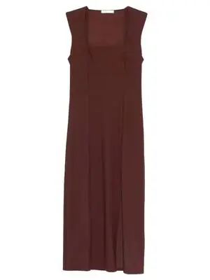 Patrizia Pepe Square-neck Midi Dress - Brown