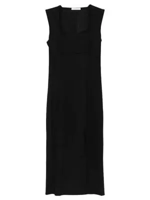 Patrizia Pepe Square-neck Midi Dress - Black