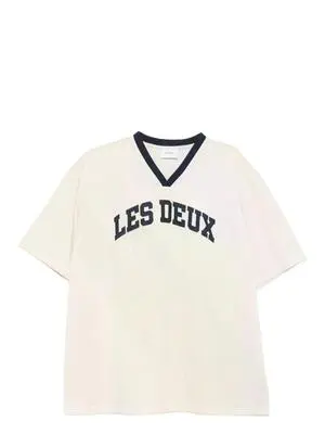 LES DEUX Bronson V-neck T-shirt - Neutrals