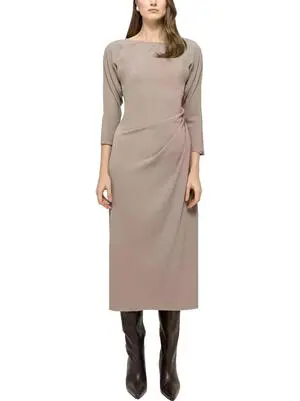 NISSA Pleated Midi Dress Grey