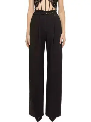 NISSA Belted High-rise Trousers - Black