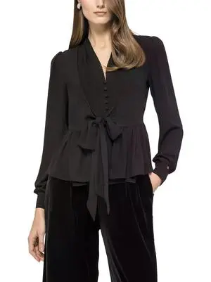 NISSA Ruffled Blouse - Black