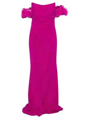 MARFIL BARCELONA Strapless Maxi Dress With Ruffle Detail - Purple