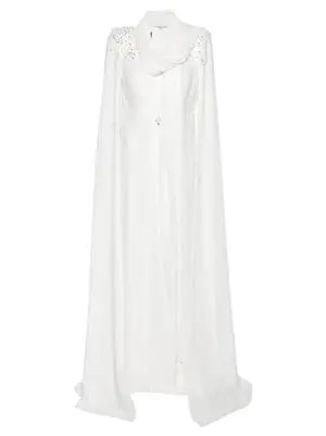 THE COUTURE CLUB Embellished Cape Gown - White