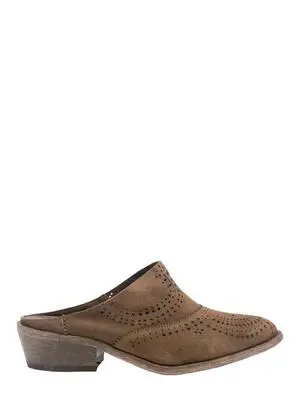 CURIOSITÈ Perforated Leather Mules - Brown