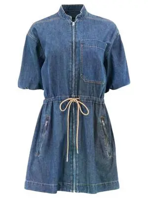 Veronica Beard Zip Pocket Denim Mini Dress - Blue