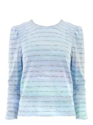 Veronica Beard Bouvet Gathered-detail Striped T-shirt - Blue