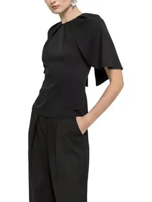 NISSA Cape Design Blouse - Black