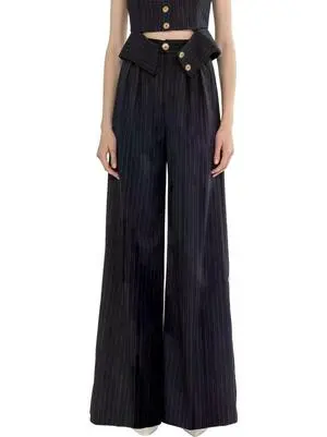NISSA Pinstripe Palazzo Pants - Blue