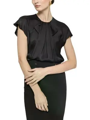 NISSA Pleat Detail Top Black