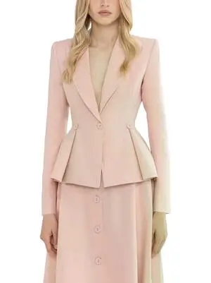 NISSA Single-breasted Blazer With Peplum Hem - Pink