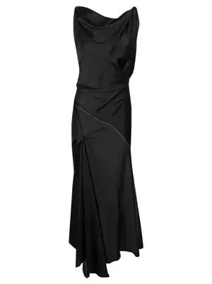 Victoria Beckham V-neck Ruffle Midi Dress - Black