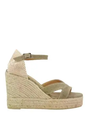 CastaÑer Bruna Ankle-strap Wedge Espadrilles - Green